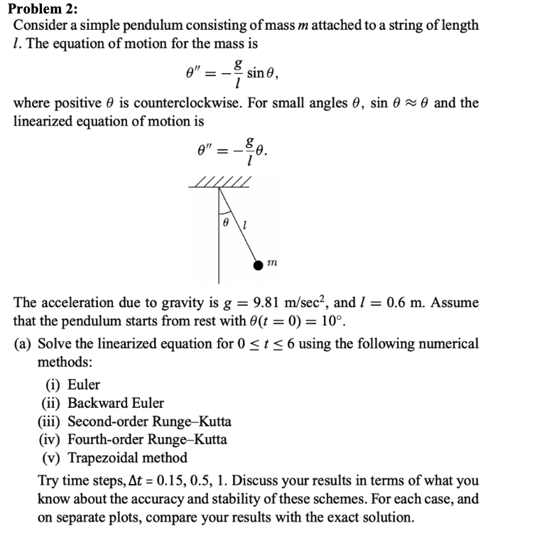Solved Problem 2: Consider a simple pendulum consisting of | Chegg.com