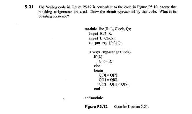 Solved The Verilog code in Figure P5.12 is equivalent to the | Chegg.com