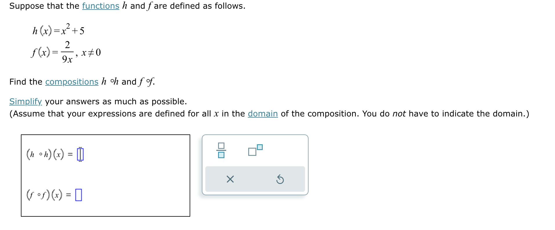 Solved Suppose that the functions h and f are defined as | Chegg.com