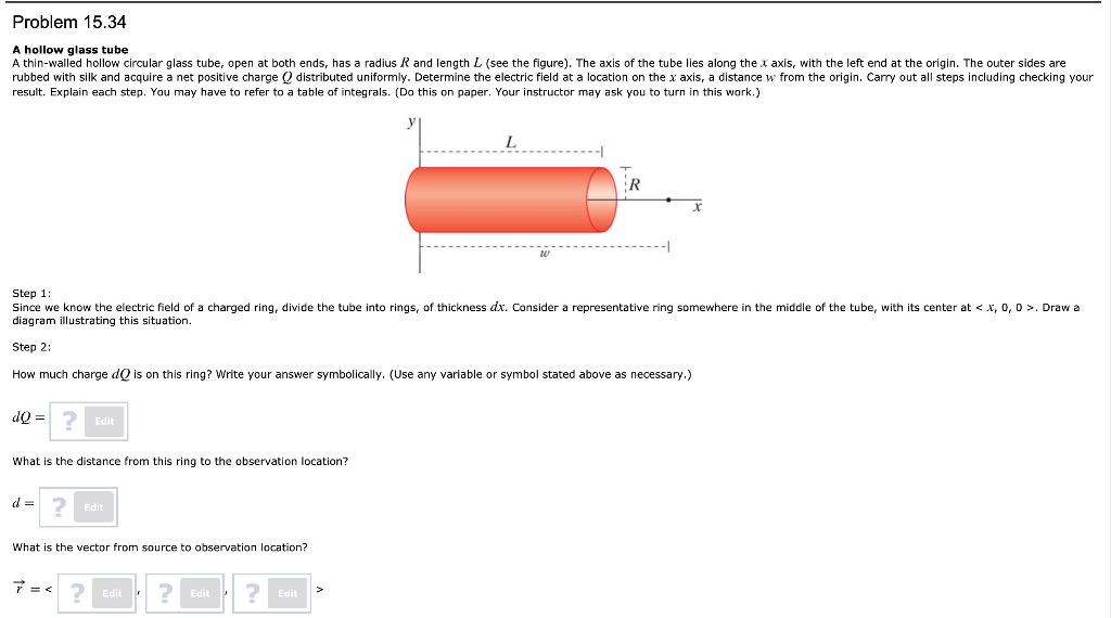 Solved Problem 15.34 A hollow glass tube A thin-walled | Chegg.com
