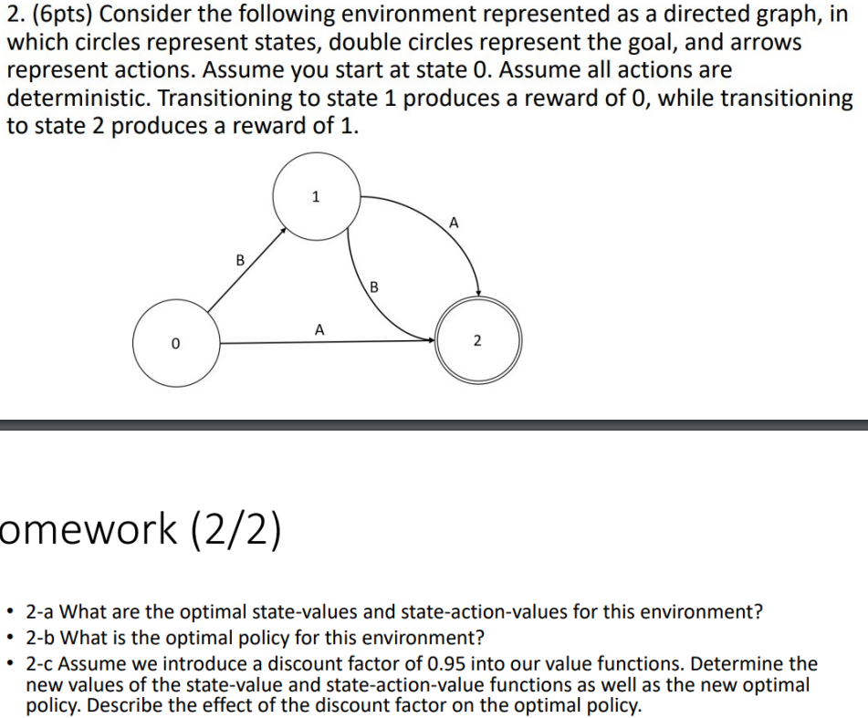 Solved 2. (6pts) Consider the following environment | Chegg.com