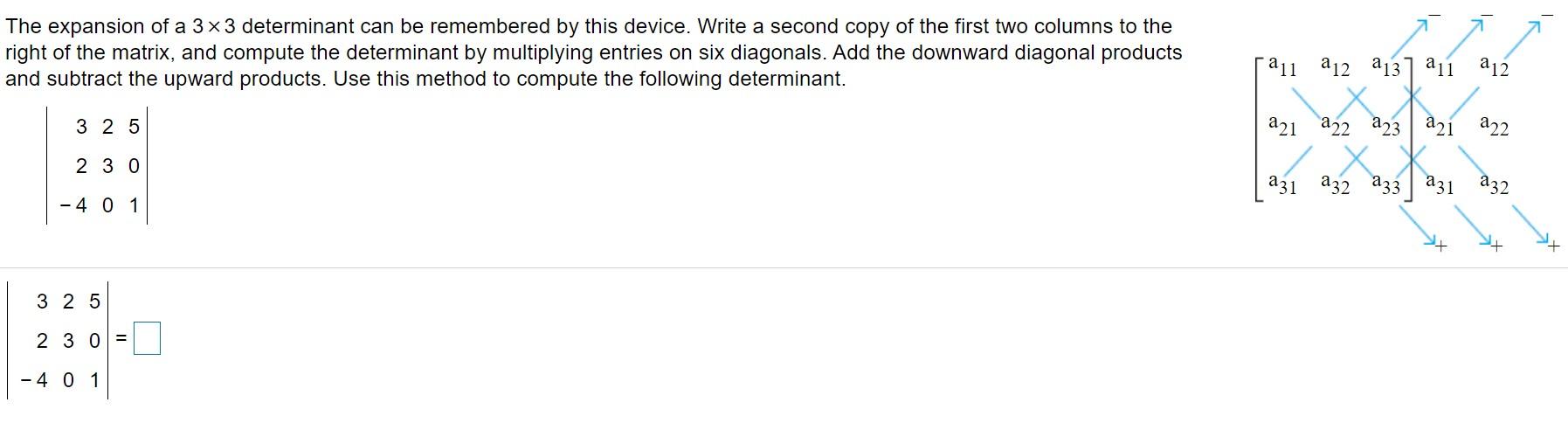 Solved ñ The expansion of a 3x3 determinant can be | Chegg.com