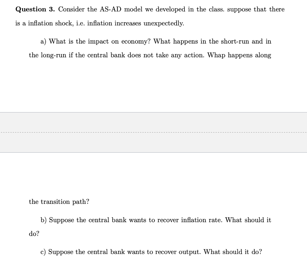 Solved Question 3. Consider the AS-AD model we developed in | Chegg.com