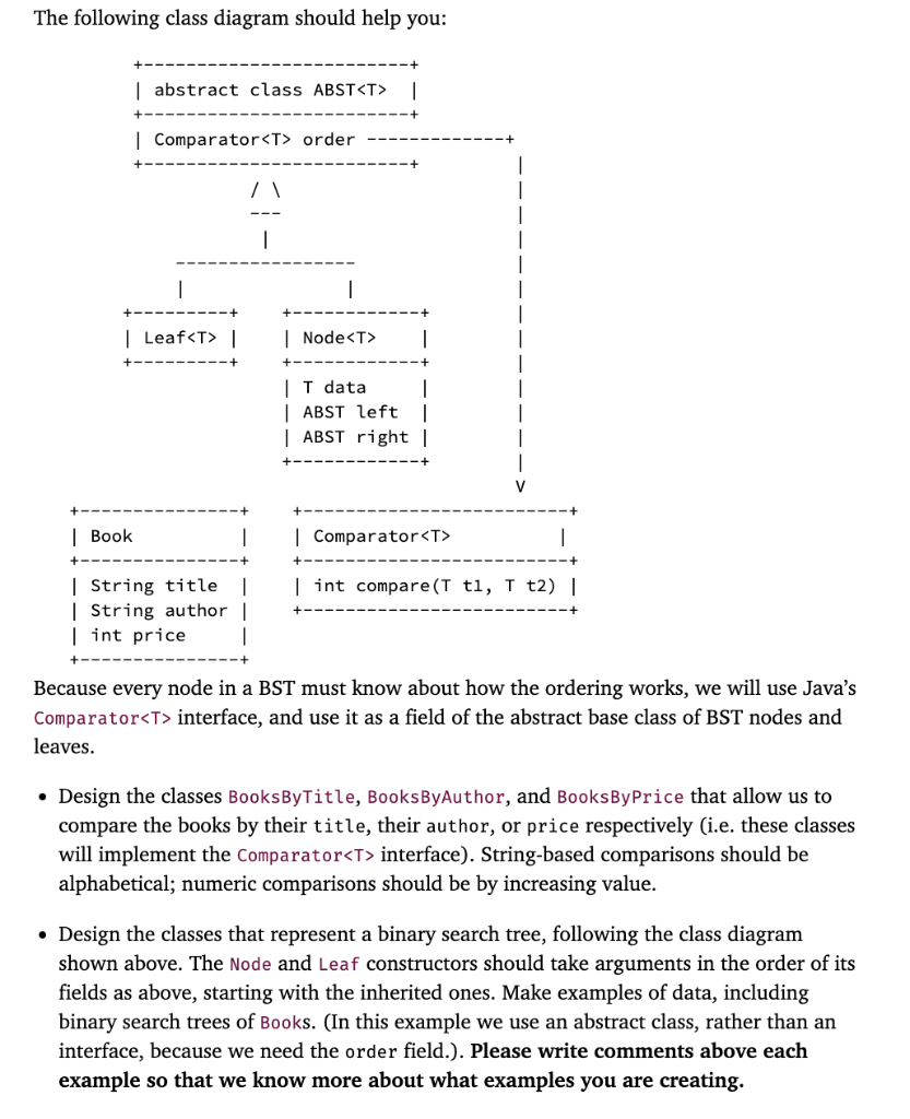 Solved The following class diagram should help you: | | Chegg.com