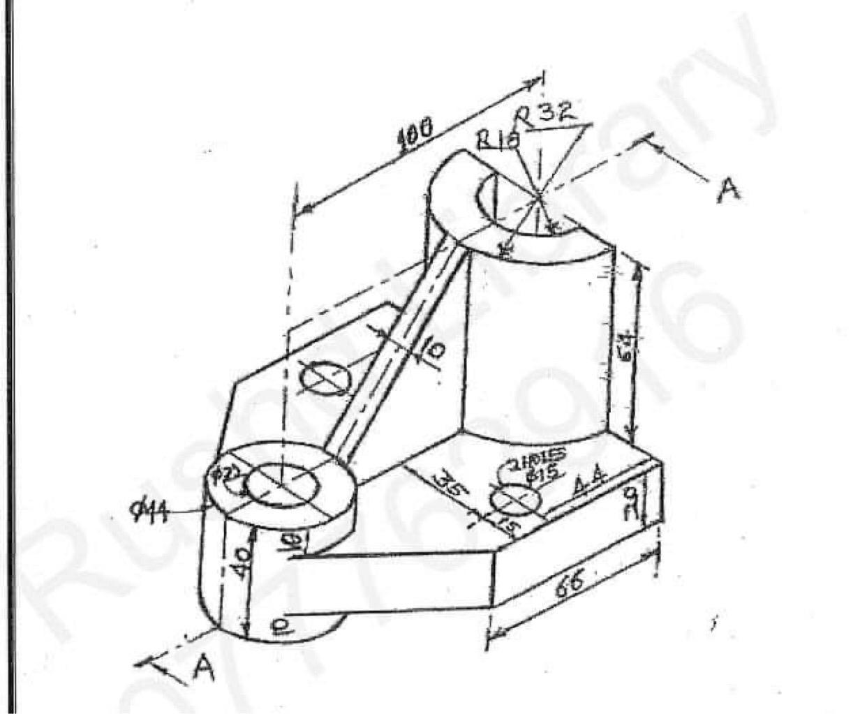 Solved what is the top and front with hatching for | Chegg.com
