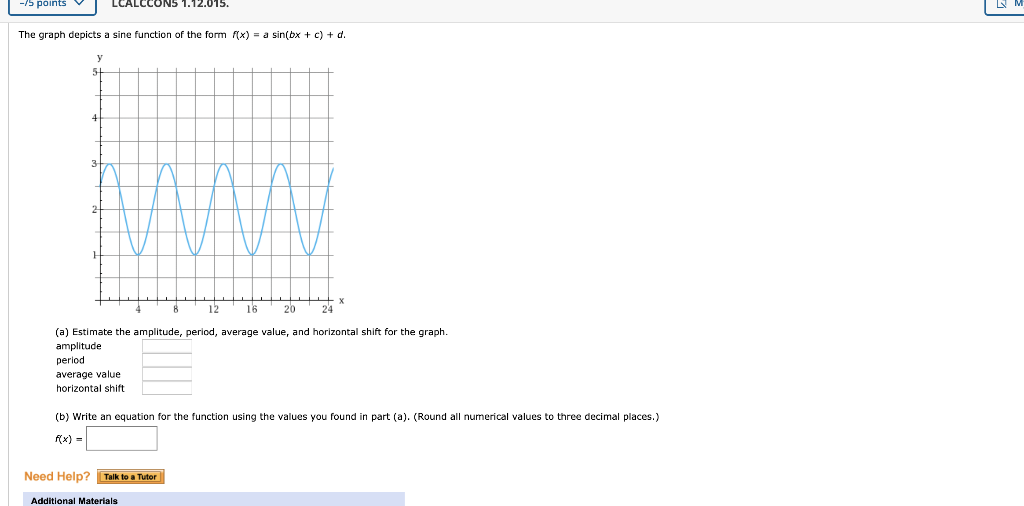 Solved -/5 points LCALCCON5 1.12.015. M The graph depicts a | Chegg.com