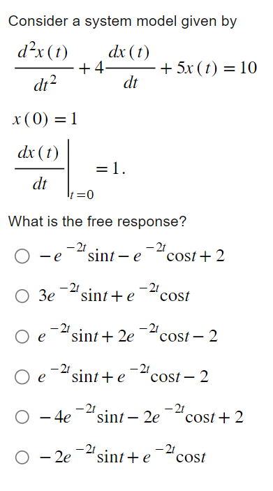 Solved Consider a system model given by | Chegg.com