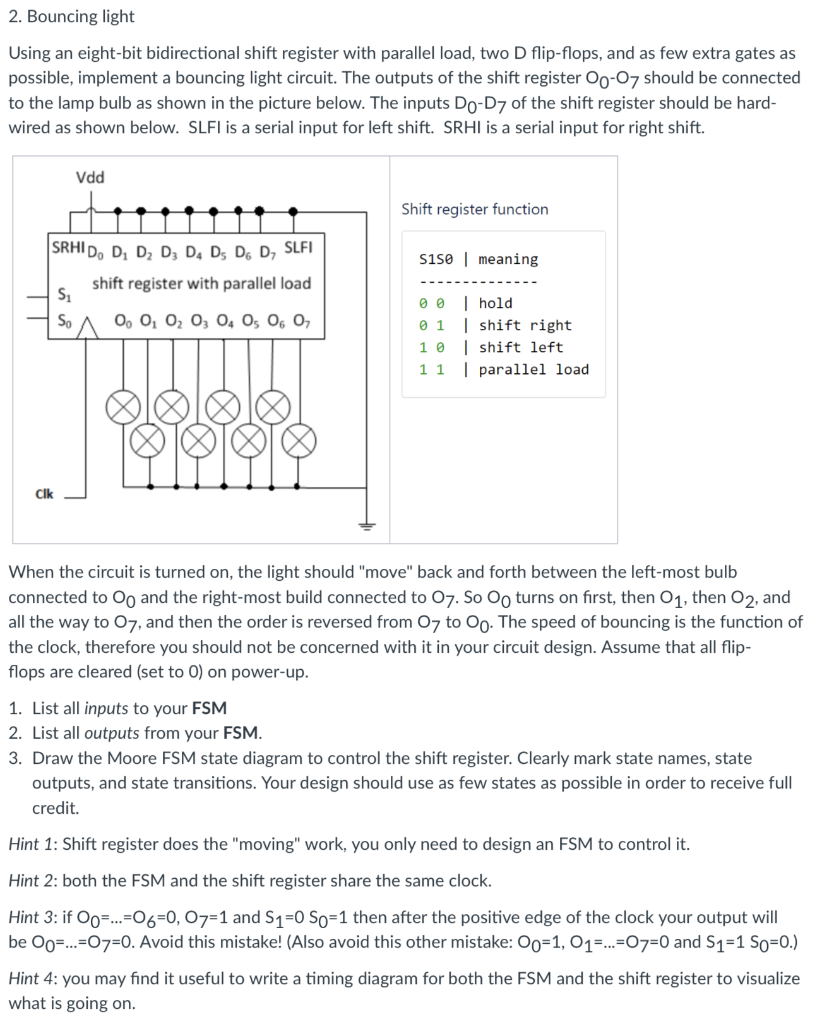 2. Bouncing light Using an eight-bit bidirectional | Chegg.com 2. Bouncing light Using an eight-bit bidirectional | Chegg.com