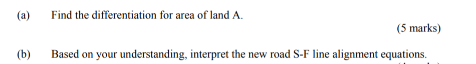 (a) Find the differentiation for area of land A. (5 | Chegg.com