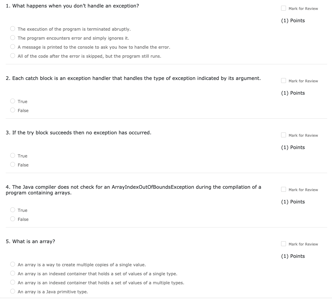 Solved 1. What happens when you don't handle an exception? | Chegg.com