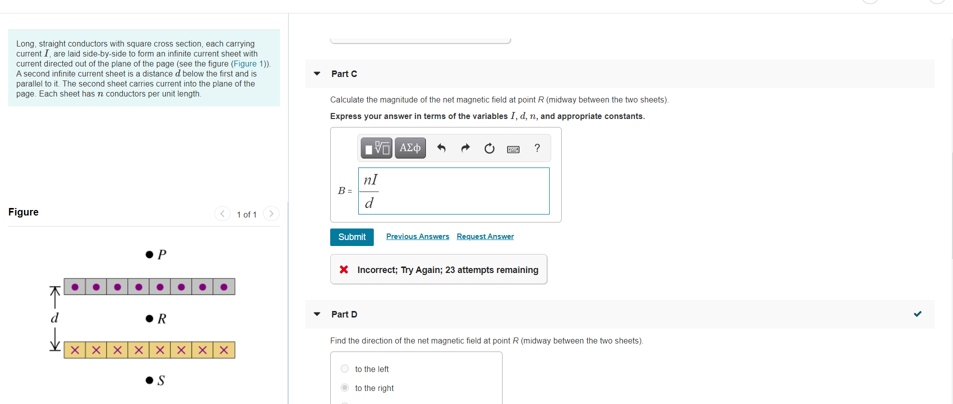 Solved Long, straight conductors with square cross section, | Chegg.com
