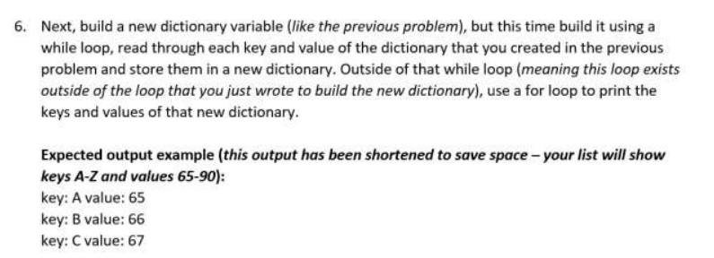 Solved Next, build a new dictionary variable (like the | Chegg.com