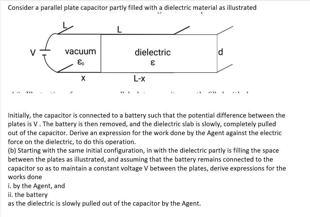 Solved Consider a parallel plate capacitor partly filled | Chegg.com