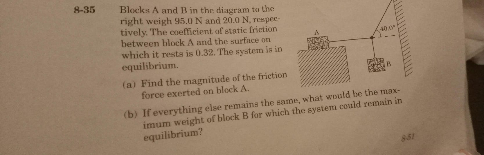 Solved 8-35 ﻿Blocks A and B in the diagram to theright weigh | Chegg.com
