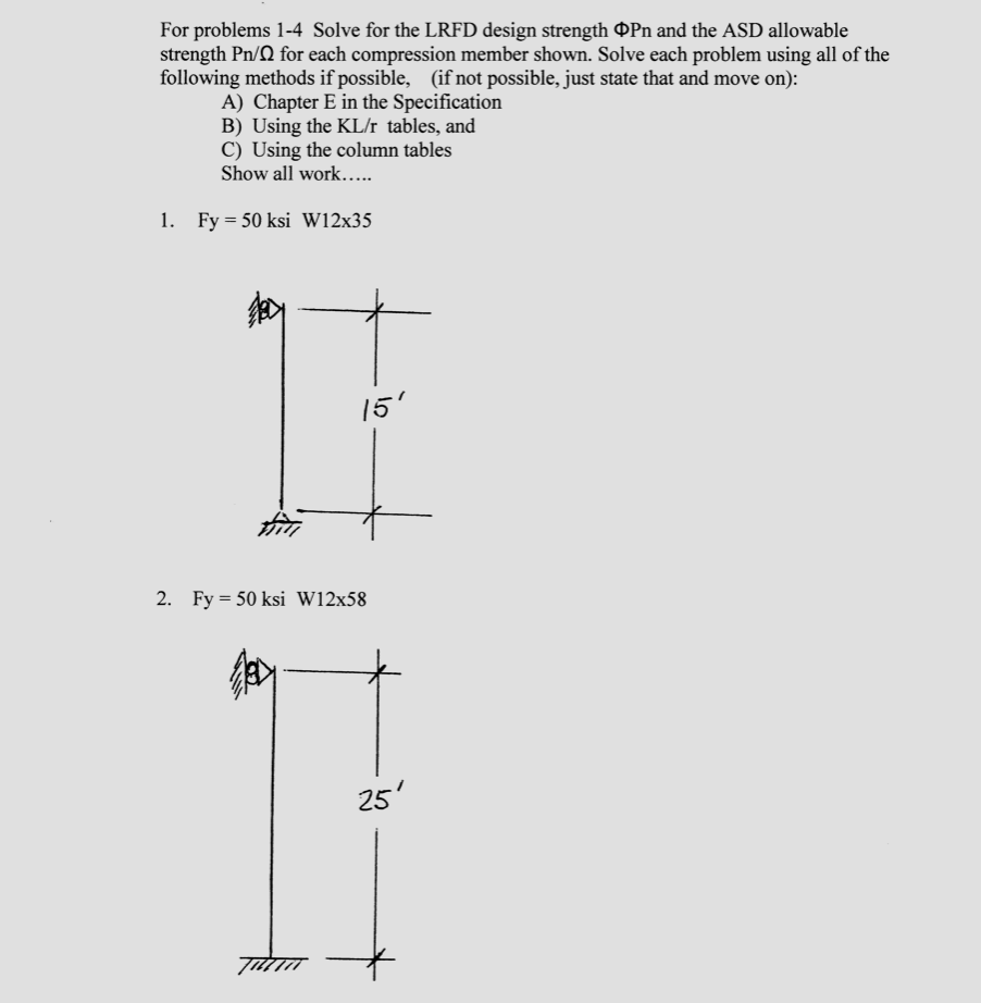 Solved For problems 1-4 Solve for the LRFD design strength | Chegg.com
