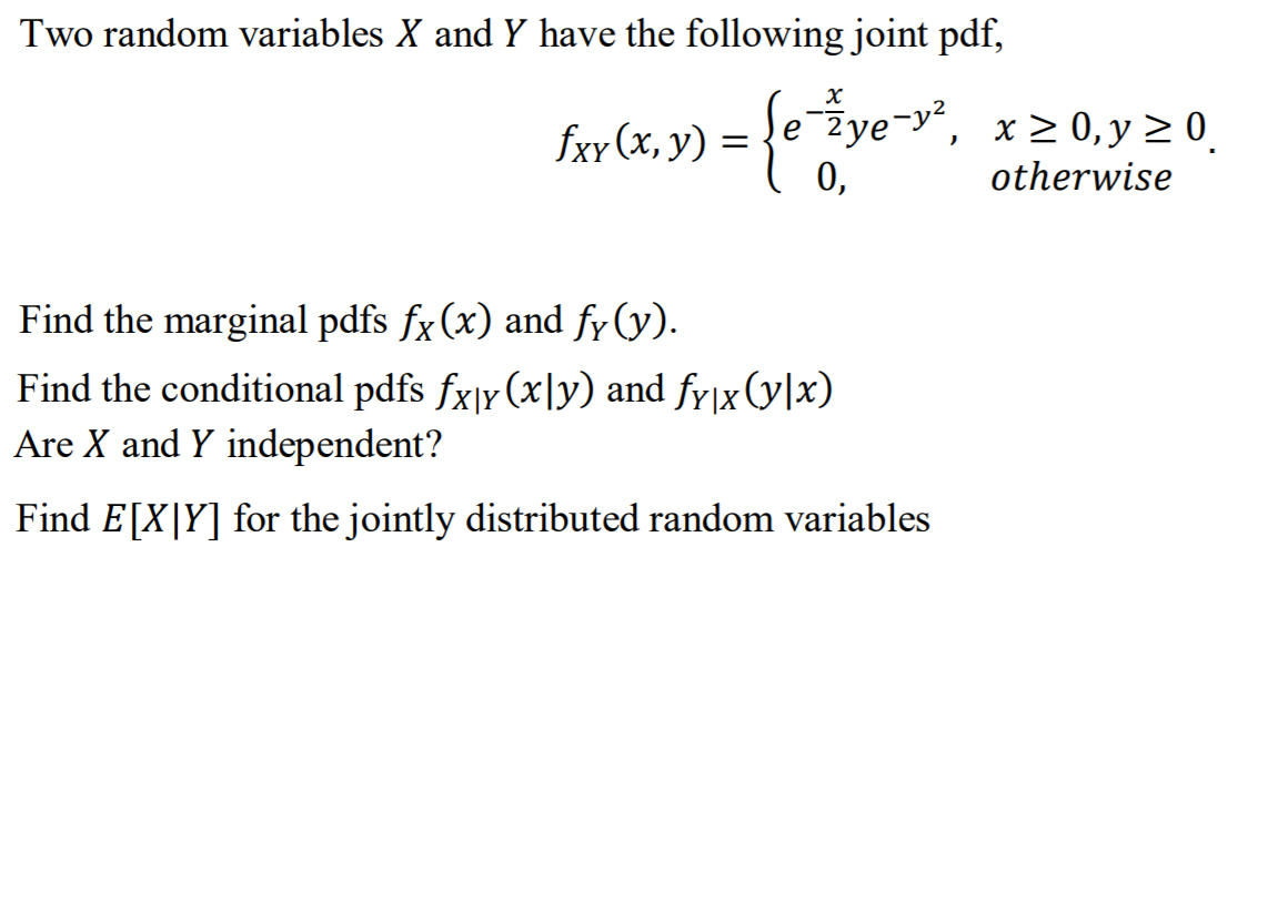 Solved Two random variables X and Y have the following joint | Chegg.com