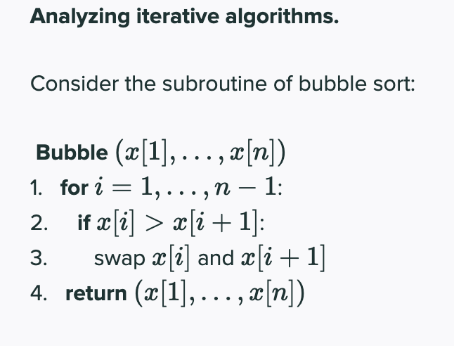 Solved Analyzing iterative algorithms. Consider the | Chegg.com