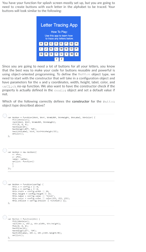 Solved You have your function for splash screen mostly set | Chegg.com