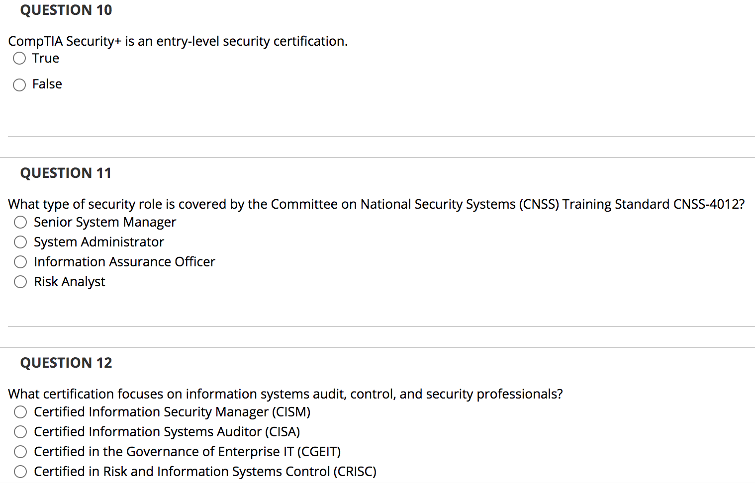 Solved QUESTION 1 Information Systems Security Certification | Chegg.com