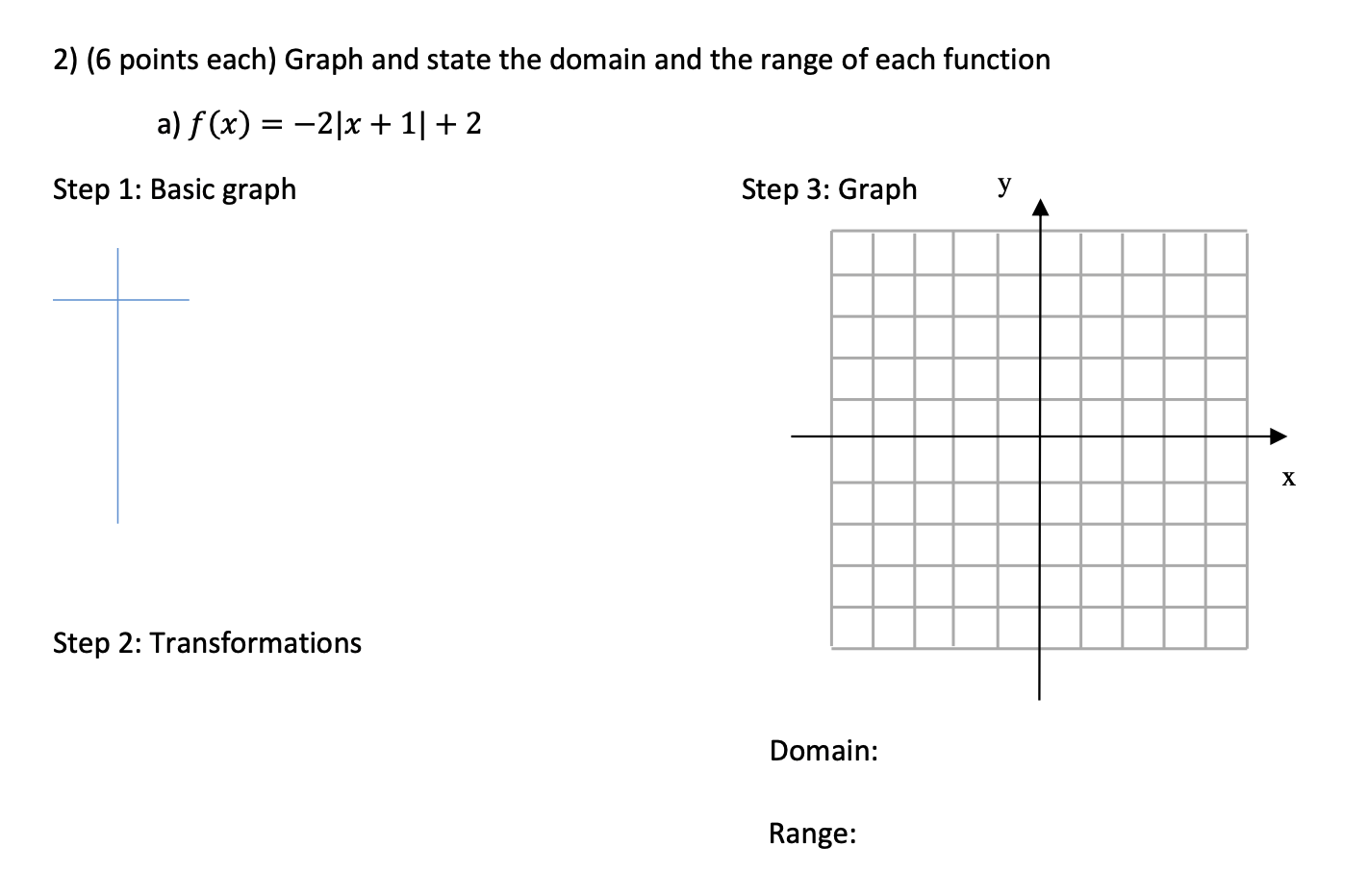Solved 2) (6 points each) Graph and state the domain and the | Chegg.com