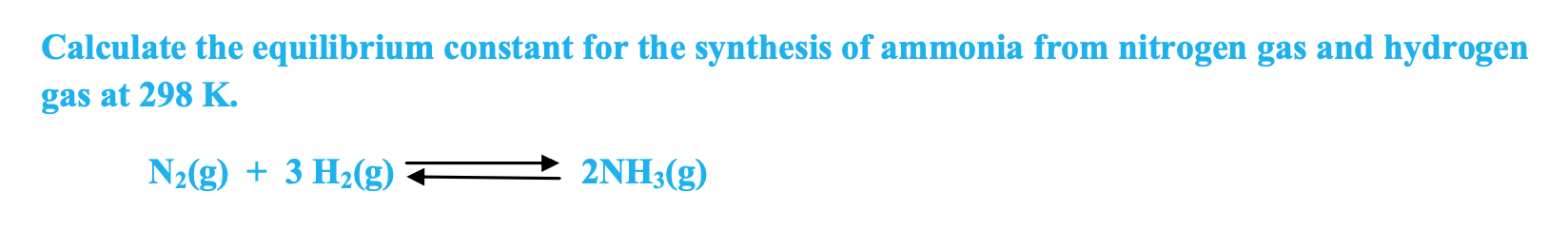 Solved Calculate the equilibrium constant for the synthesis | Chegg.com