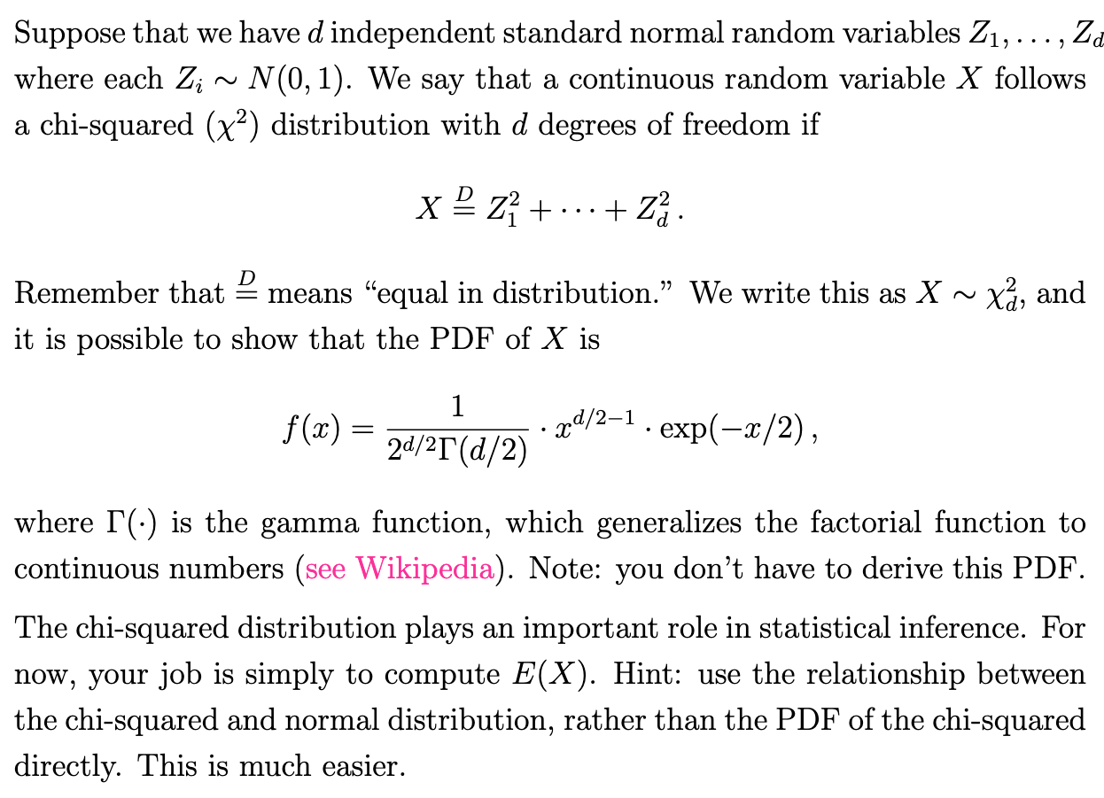 Solved Za Suppose that we have d independent standard normal | Chegg.com