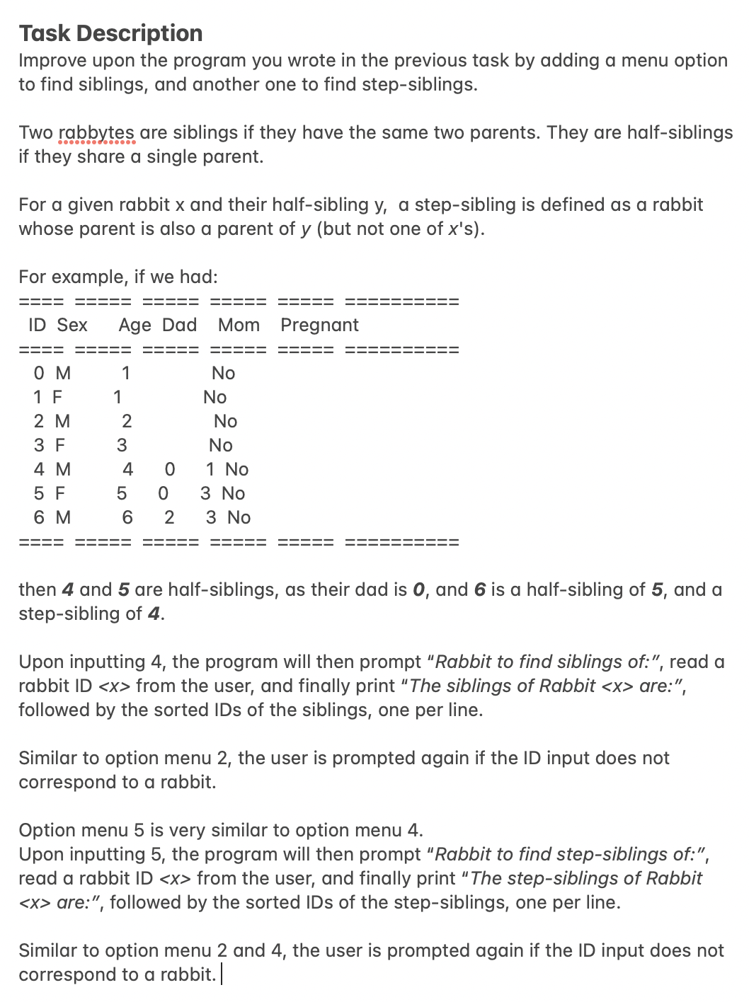 Solved from tabulate import tabulate class Rabbyte: def | Chegg.com