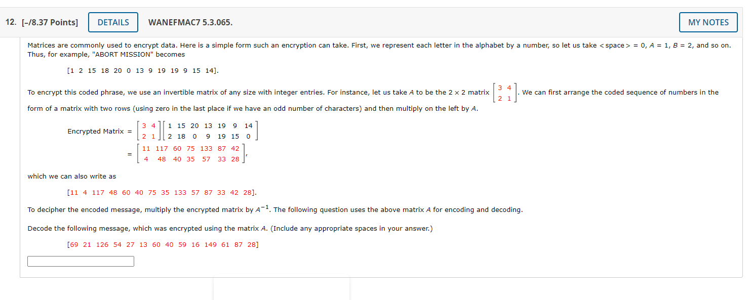 Solved 12. [-18.37 Points] DETAILS WANEFMAC7 5.3.065. MY | Chegg.com