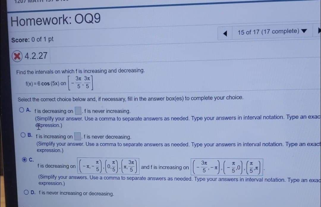 Solved Homework: OQ9 15 of 17 (17 complete) Score: 0 of 1 pt | Chegg.com Solved Homework: OQ9 15 of 17 (17 complete) Score: 0 of 1 pt | Chegg.com