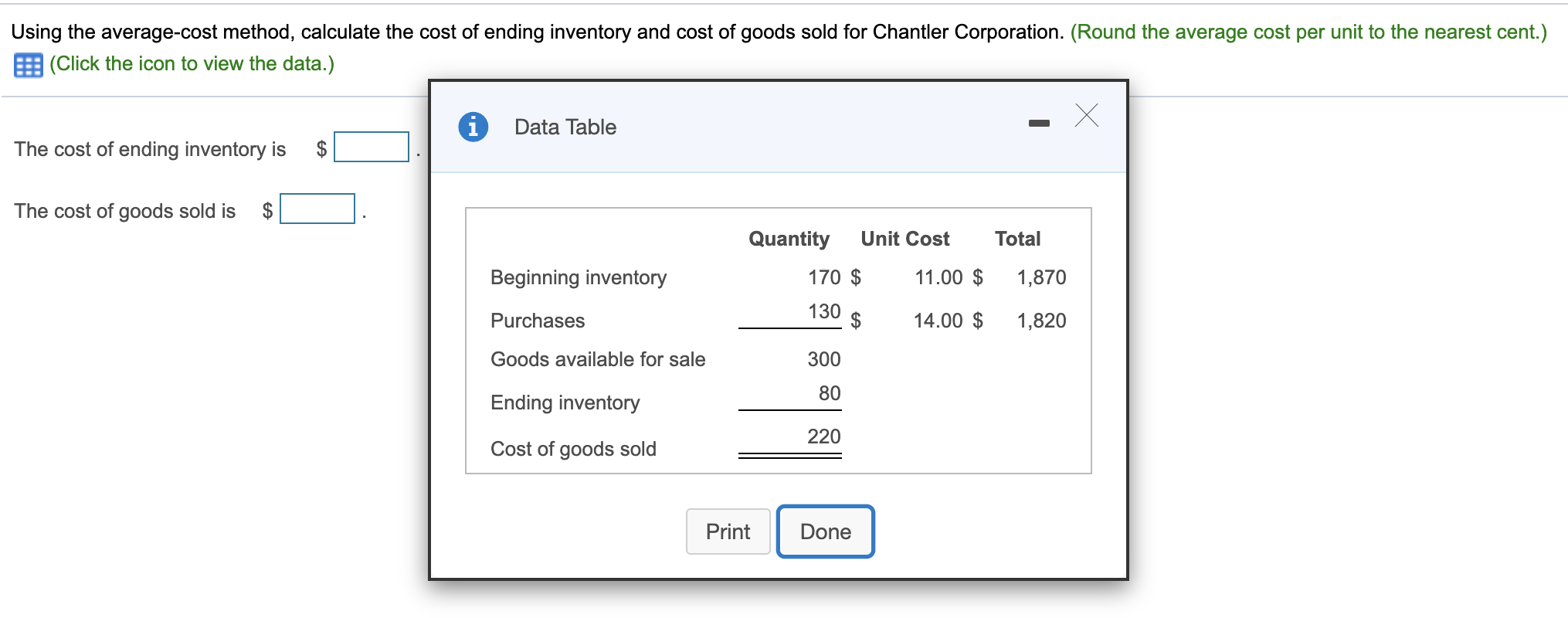 Solved Using The Average Cost Method Calculate The Cost Of