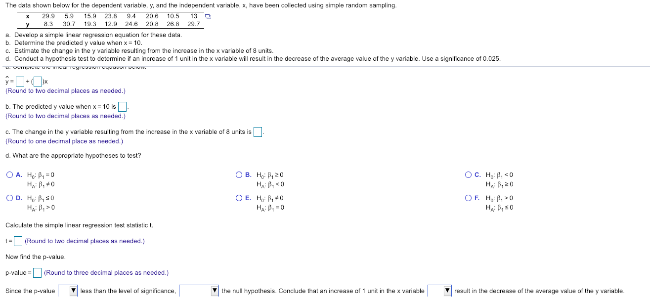 Solved 29.9 15.9 20.6 10.5 The data shown below for the | Chegg.com