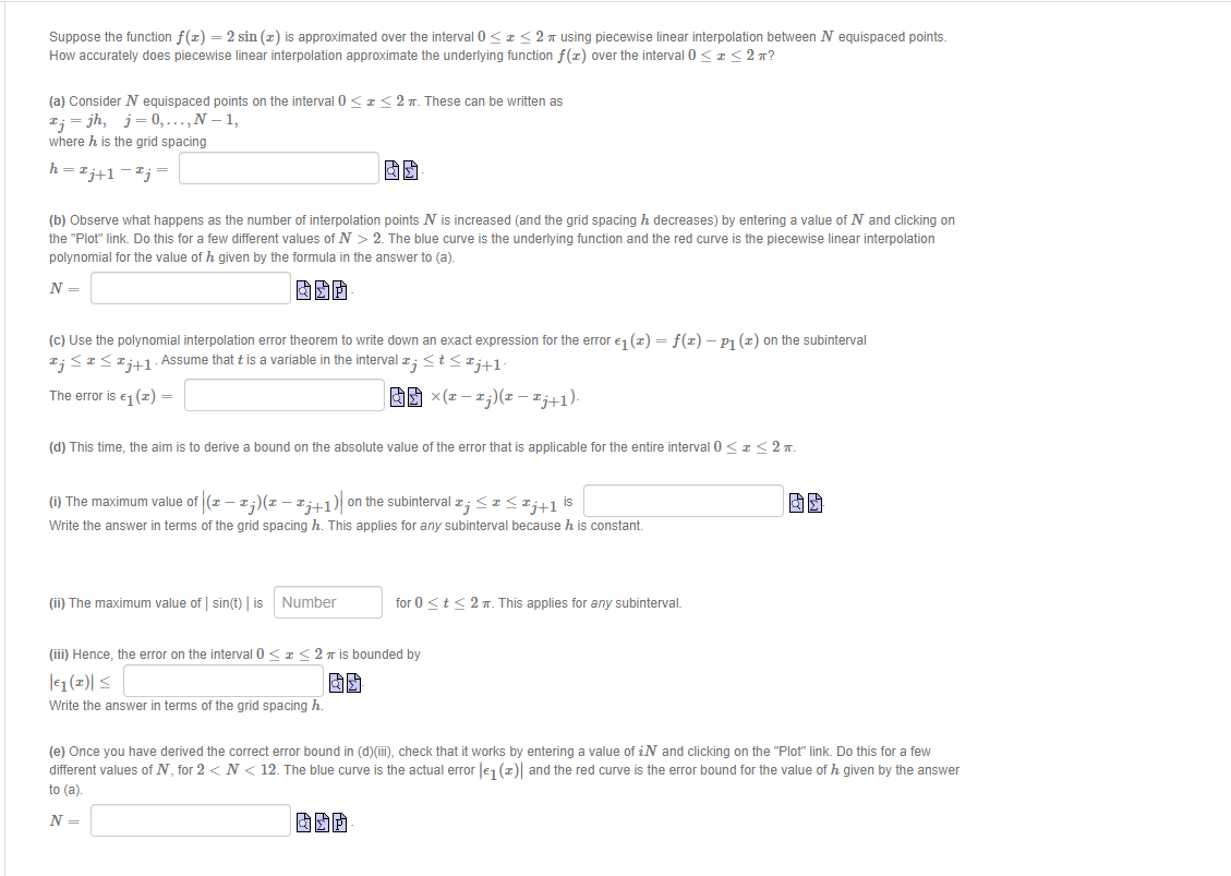 Suppose the function f(x) = 2 sin (1) is approximated | Chegg.com