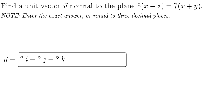 Solved Find a unit vector u normal to the plane | Chegg.com