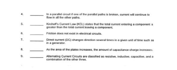 Solved True/False 1. 2. As resistance increases, current | Chegg.com