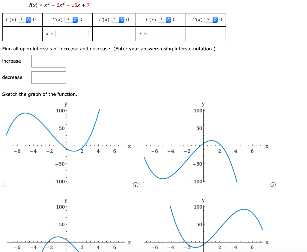 Solved make a sign diagram for the derivative of the | Chegg.com