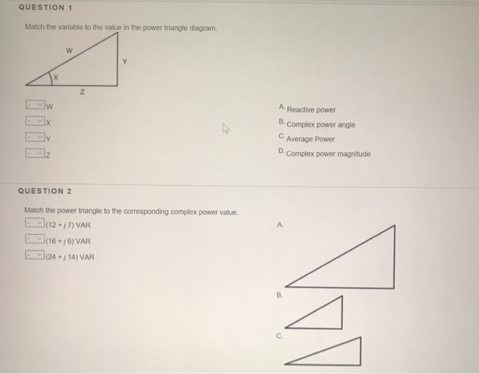 Solved QUESTION 1 Match the variable to the value in the | Chegg.com