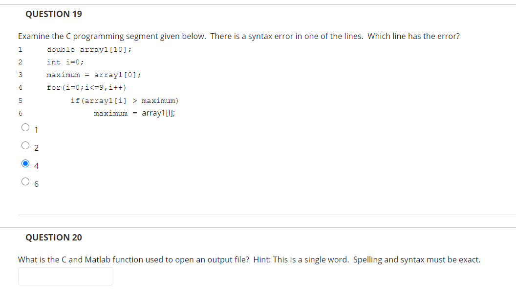 Solved QUESTION 19 Examine the C programming segment given | Chegg.com