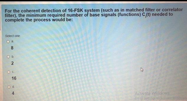 Solved For the coherent detection of 16-FSK system (such as | Chegg.com