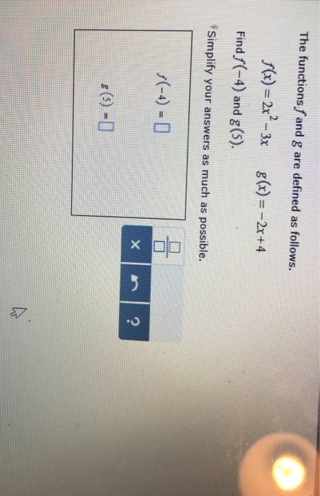 Solved The functions fand g are defined as follows. )-2x2-3x | Chegg.com
