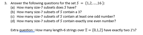 Solved 3. Answer the following questions for the set | Chegg.com