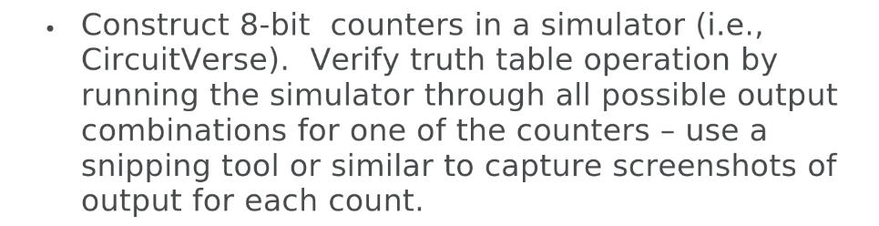 Solved Construct 8-bit counters in a simulator (i.e., | Chegg.com