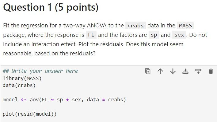 Fit the regression for a two-way ANOVA to the data in | Chegg.com