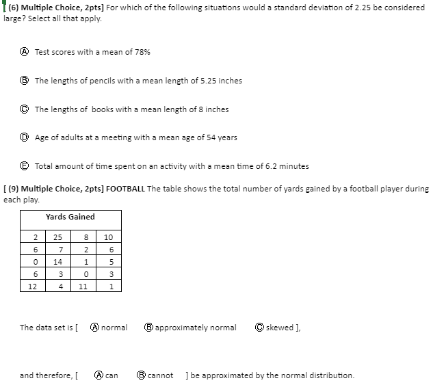 Solved [6) Multiple Choice, 2pts] For which of the following | Chegg.com