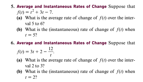 Solved 5. Average and Instantaneous Rates of Change Suppose | Chegg.com