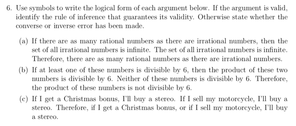 Solved 6. Use symbols to write the logical form of each | Chegg.com