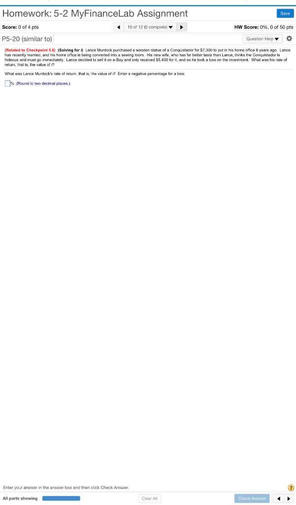 Solved Homework: 5-2 MyFinanceLab Assignment Save 10 of 12 | Chegg.com