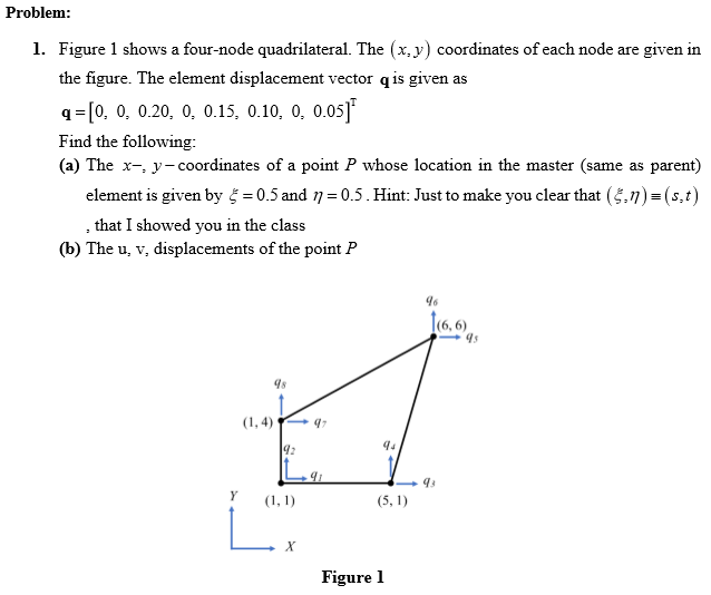 Solved Problem: 1. Figure 1 shows a four-node quadrilateral. | Chegg.com