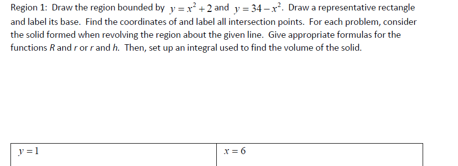 Solved Region 1: Draw the region bounded by y = x² +2 and y | Chegg.com