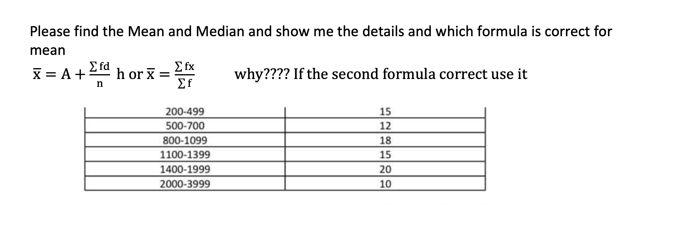 Solved Please find the Mean and Median and show me the | Chegg.com