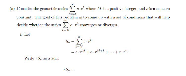 Solved 2. Series Understanding the infinite series “process" | Chegg.com